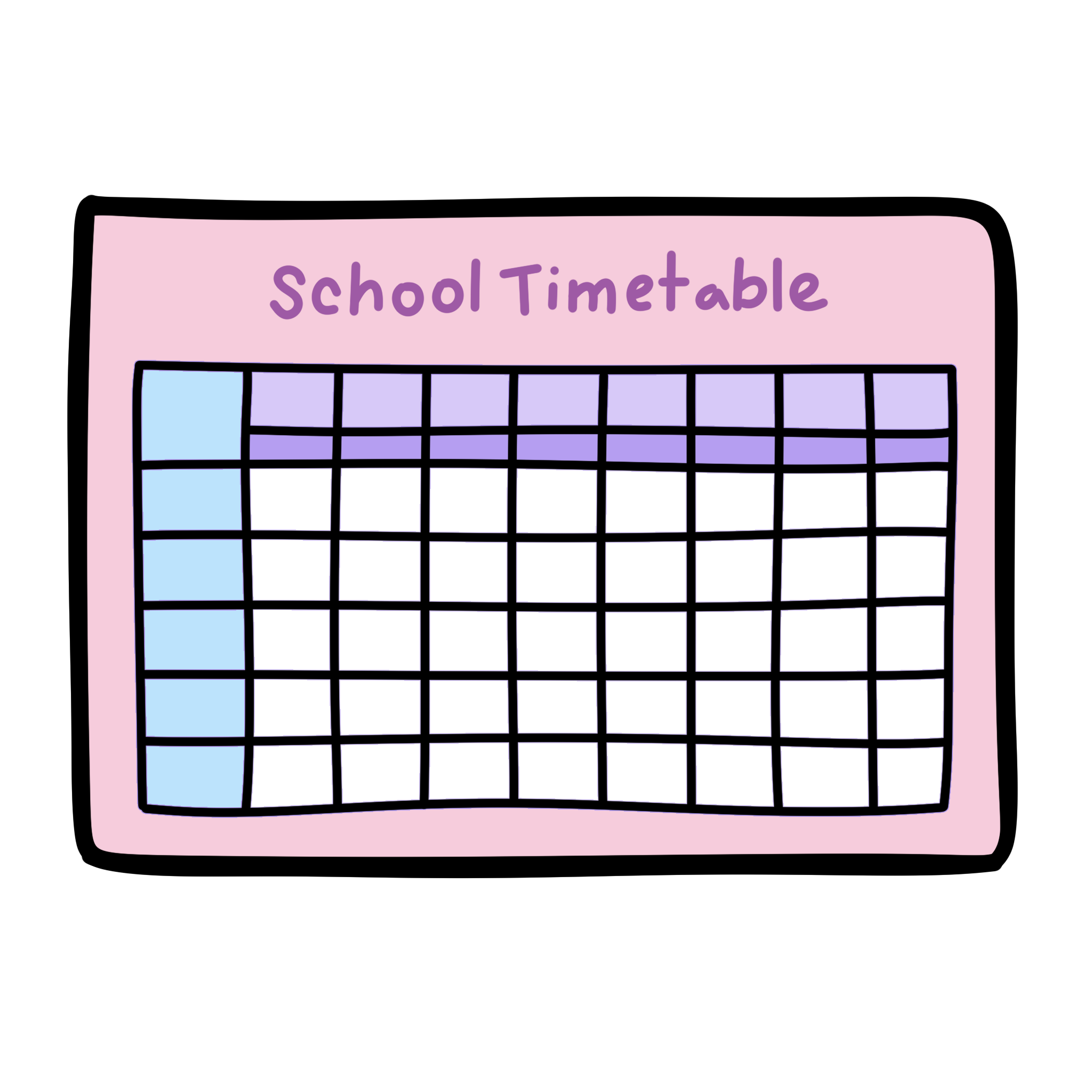 papírnictví, reklamní předměty, samolepky Rozvrh hodin